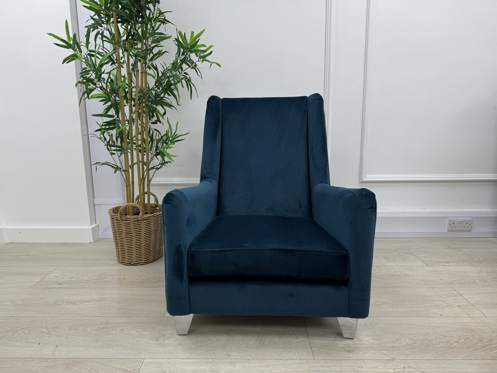 DFS Peace Accent Chair In Blue Velvet – Sofa Box